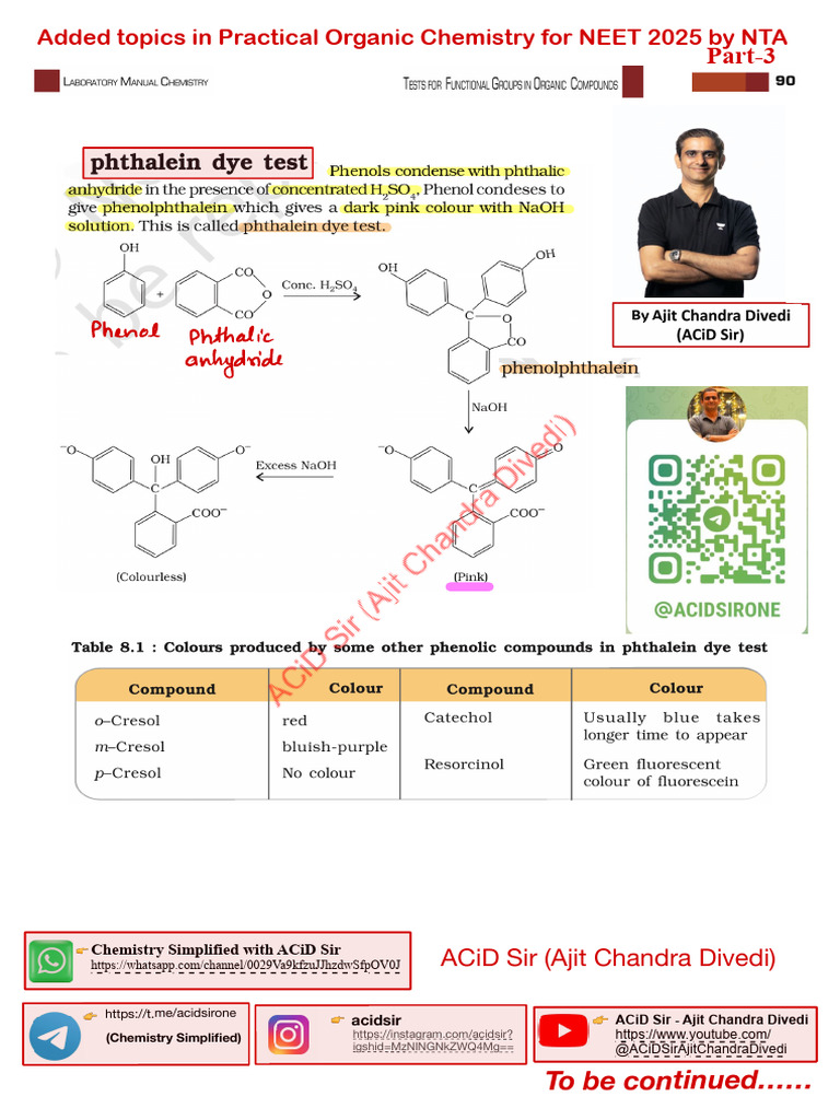POC Part 3 (Phenolphthalein - Phthalein Dye Test) by ACiD Sir | PDF
