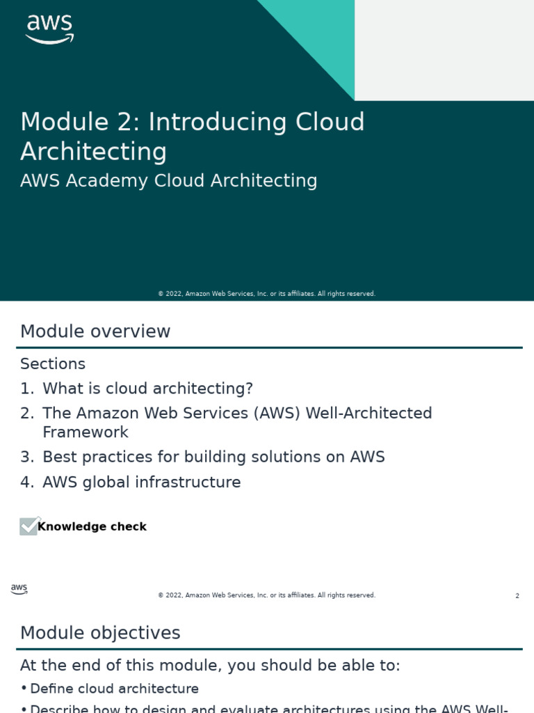 AcademyCloudArchitecting Module 02 | PDF | Amazon Web Services | Cloud Computing