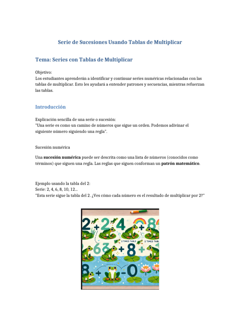 Series y Tabla de Multiplicar | PDF | Métodos y materiales de enseñanza