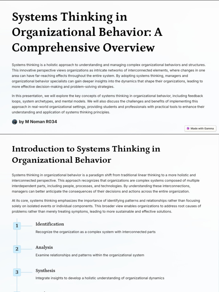 Systems Thinking in Organizational Behavior A Comprehensive Overview ...