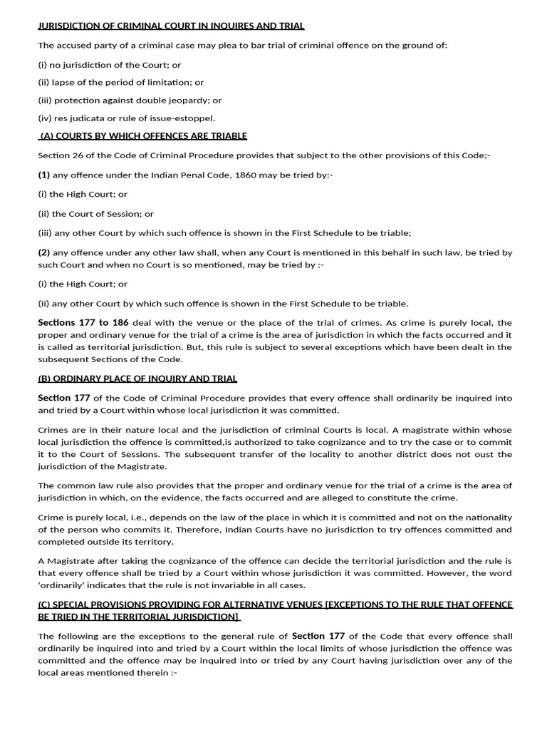 Jurisdiction of Criminal Courts in Inquiry and Trial | PDF | Criminal ...