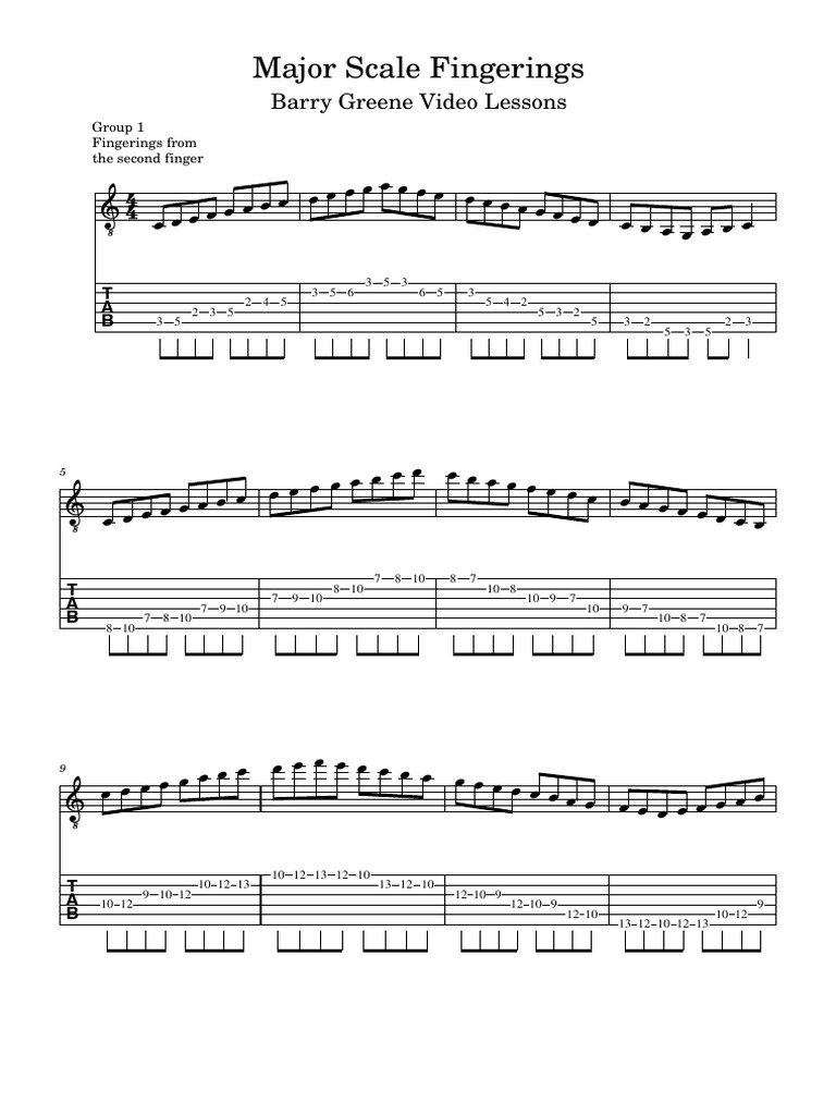 Major Scale Fingerings | PDF