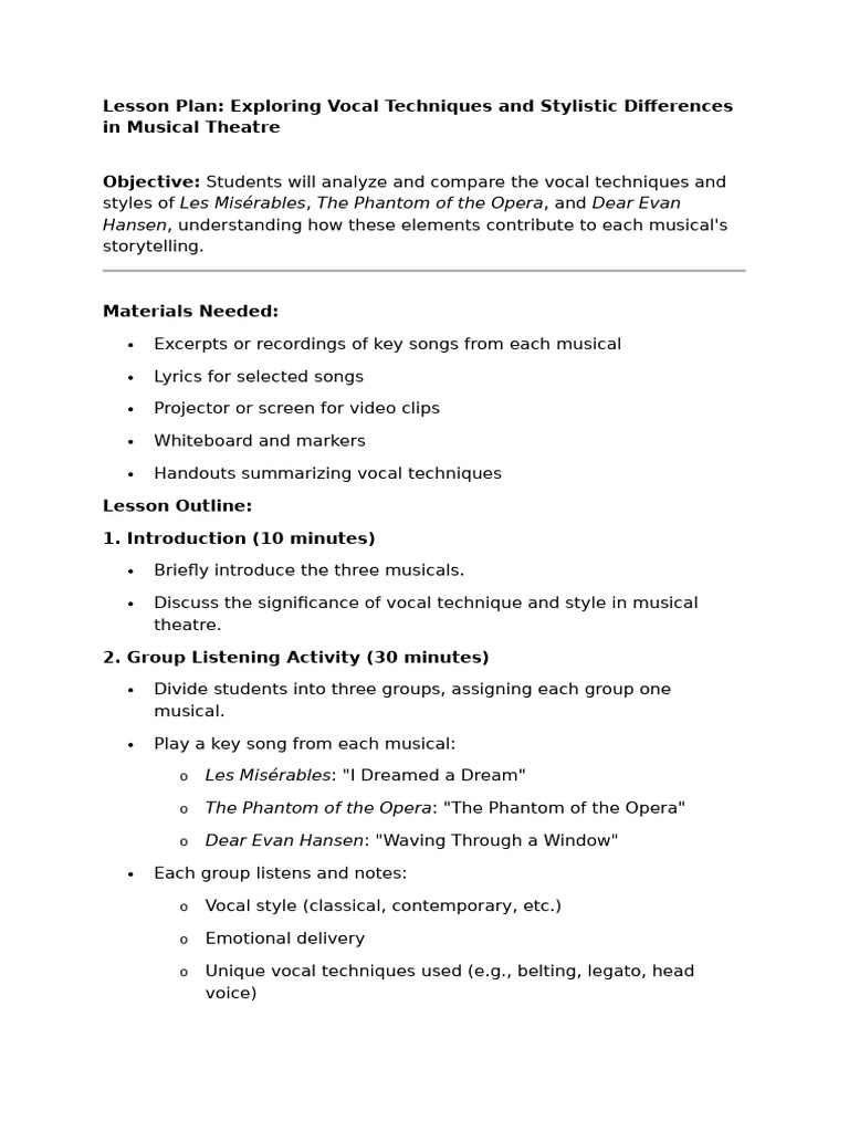 Exploring Vocal Techniques and Stylistic Differences in Musical Theatre ...