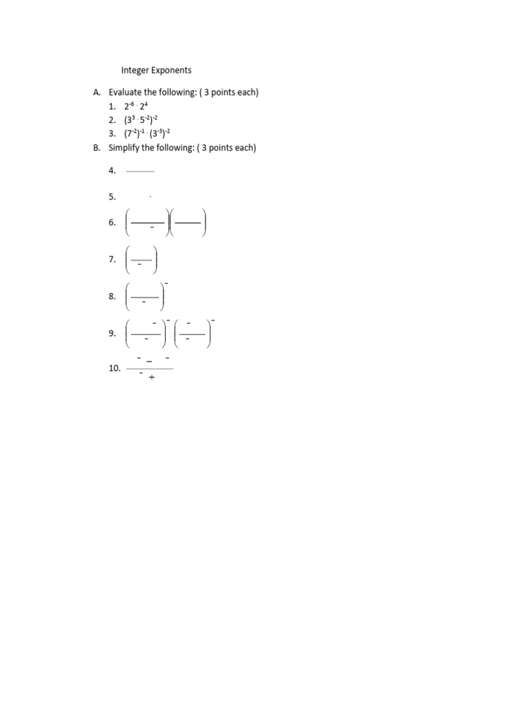 Assignment 1 Exponents 1 | PDF