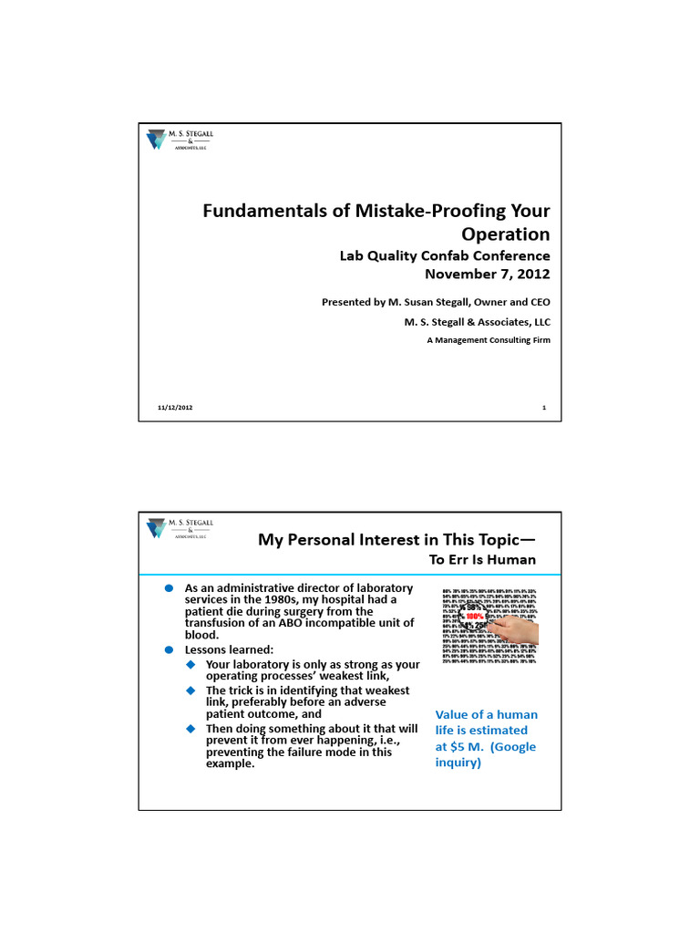 Stegall Fundamentals of Mistagal Proofing Your Operation | PDF | Six Sigma