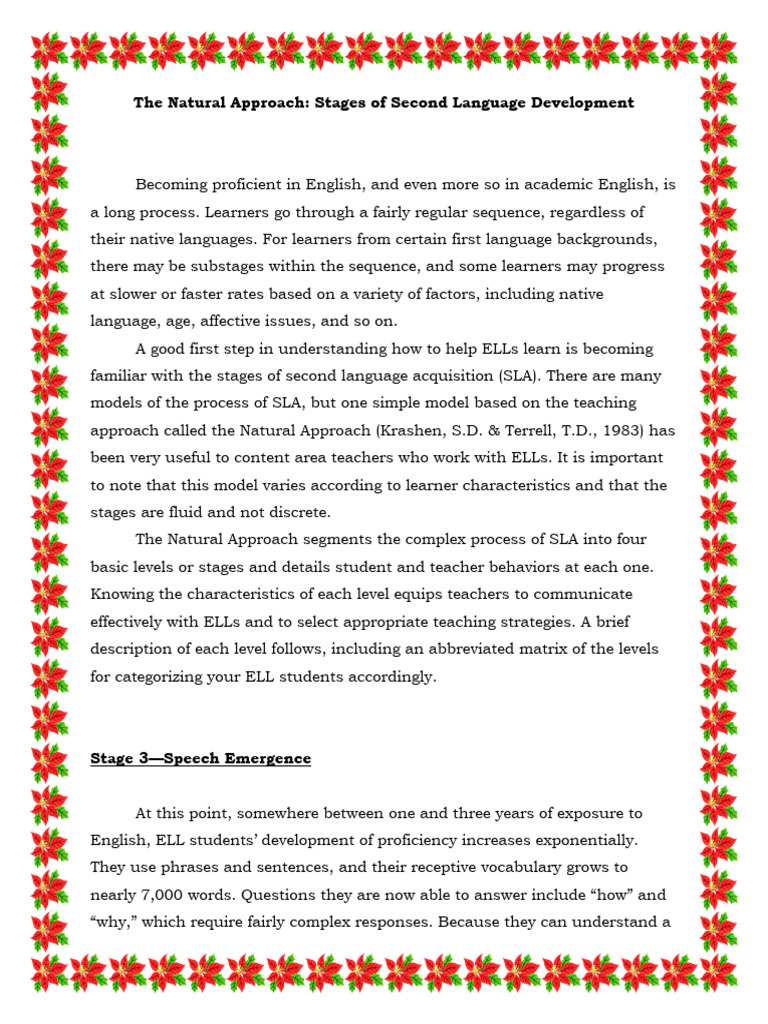 Understanding Speech Emergence Stage | PDF | Second Language ...