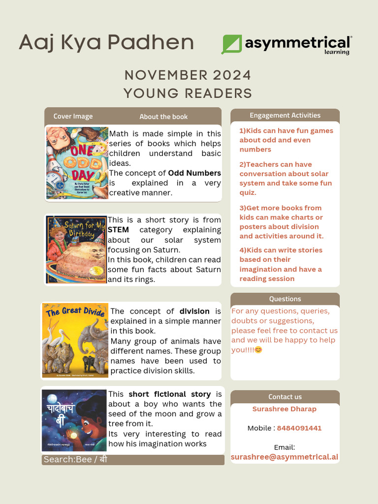 November 2024 - Young Readers - Monthly Calender | PDF