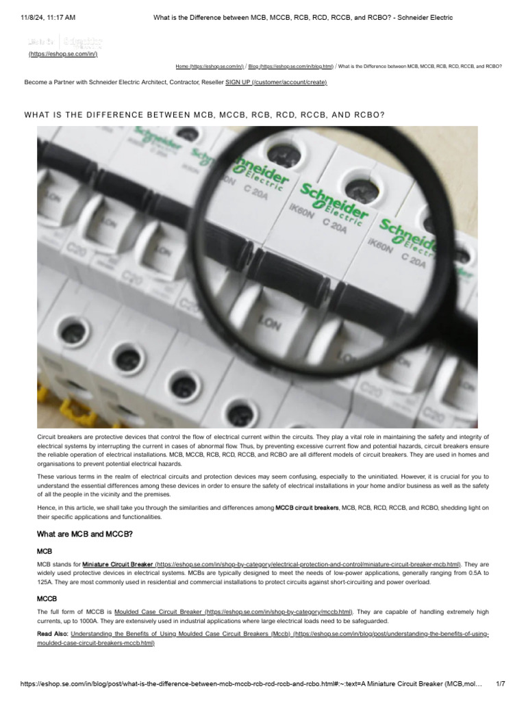 MCB vs RCB: Key Differences Explained | PDF | Electrical Engineering ...