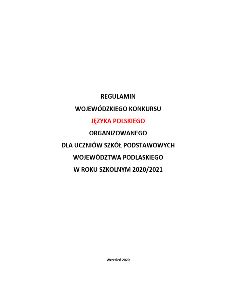 Regulamin 2020-2021 J.polski | PDF
