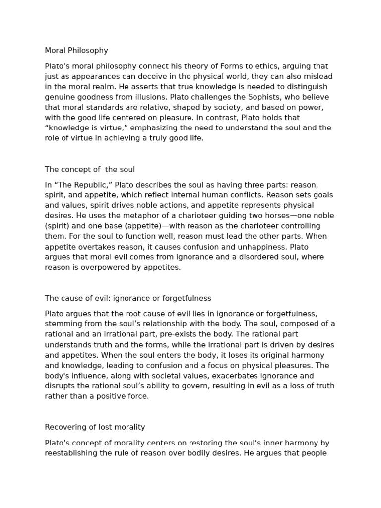 Gec 7 Plato Moral Philosophy | PDF | Reason | Plato