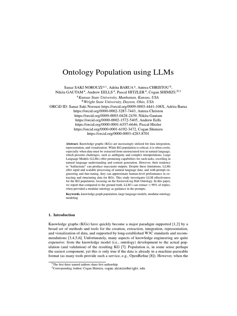 Ontology Population Using LLMs | PDF | Ontology (Information Science ...