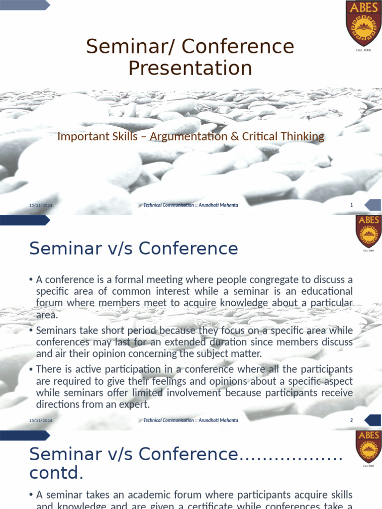 Unit 4 Seminar, Conference Presentation, Critical Thinking ...