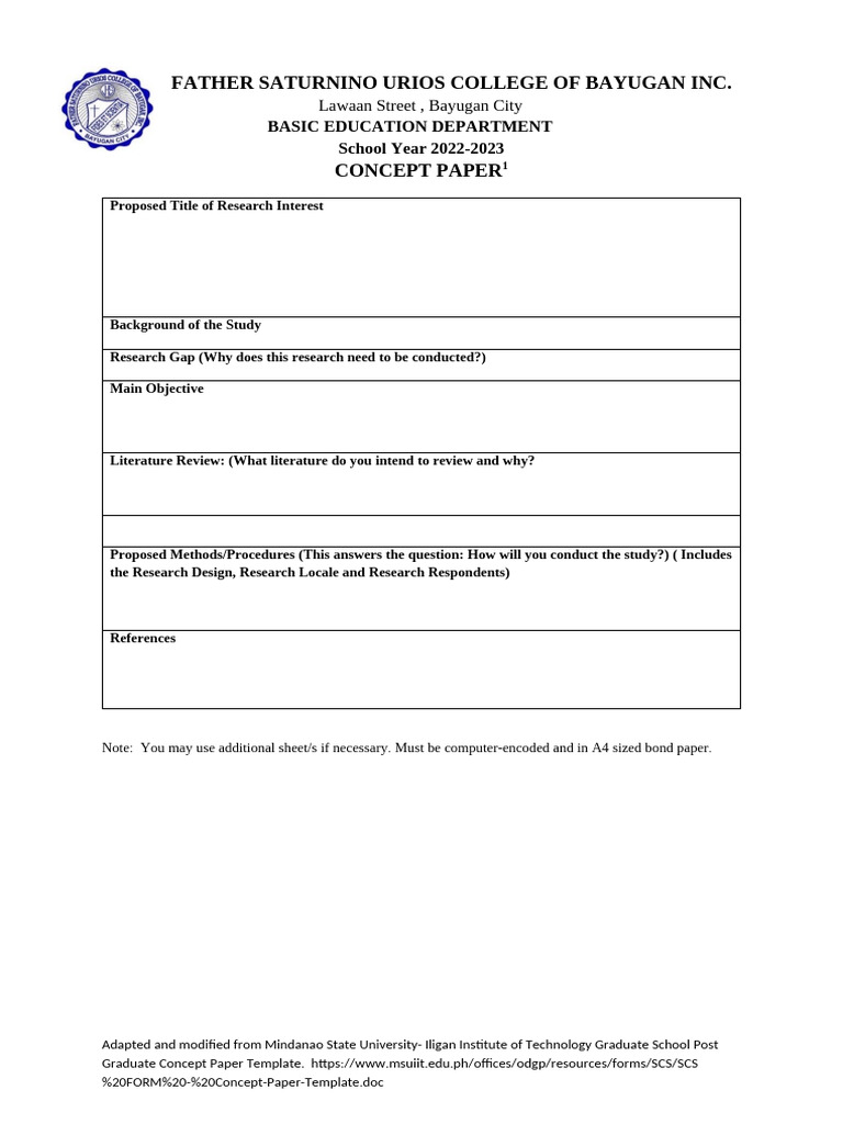 Research Concept Paper Template | PDF