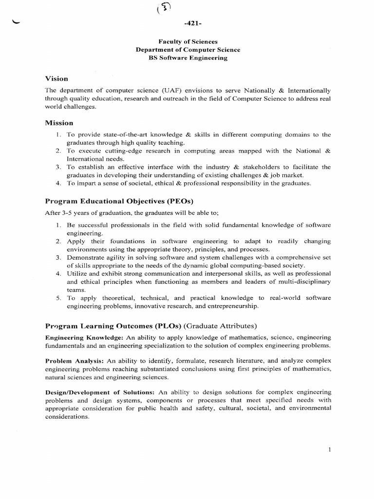 BS (Software Engineering) Scheme 2022 | PDF | Engineering | Science