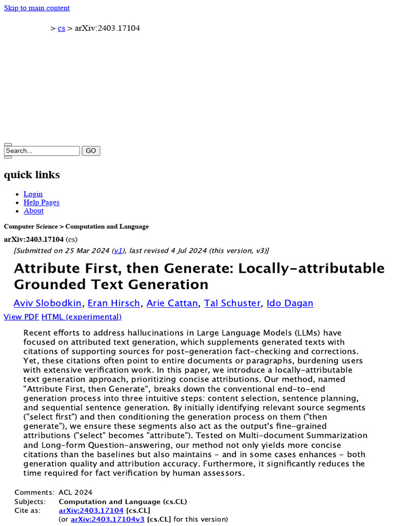 Attribute First Then Generate Locally Attributable Grounded Text Generation Pdf Computing
