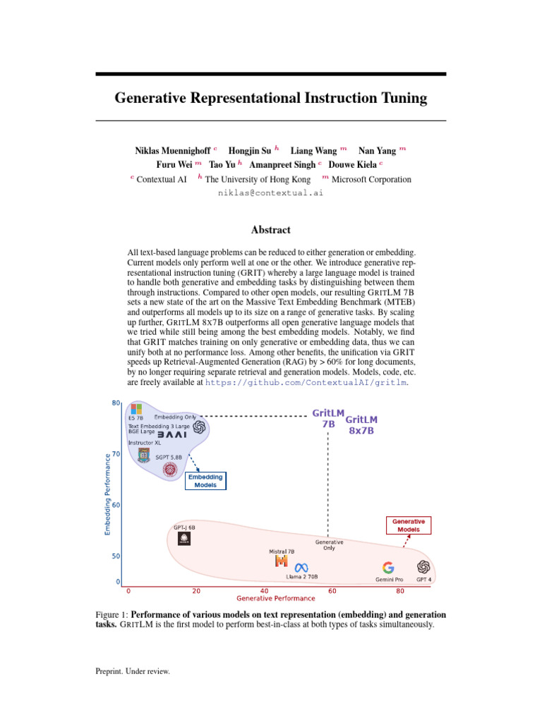 Generative Representational Instruction Tuning | PDF | Information Retrieval | Sampling (Statistics)