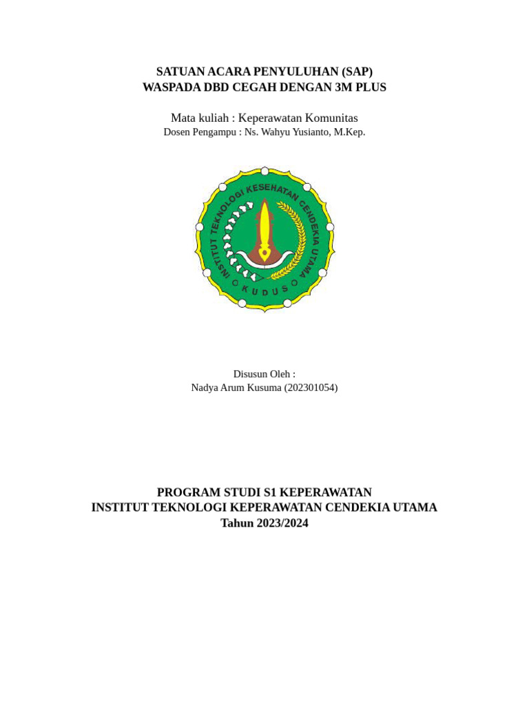 SAP Demam Berdarah Dengue (DBD) Menggunakan 3M Plus | PDF