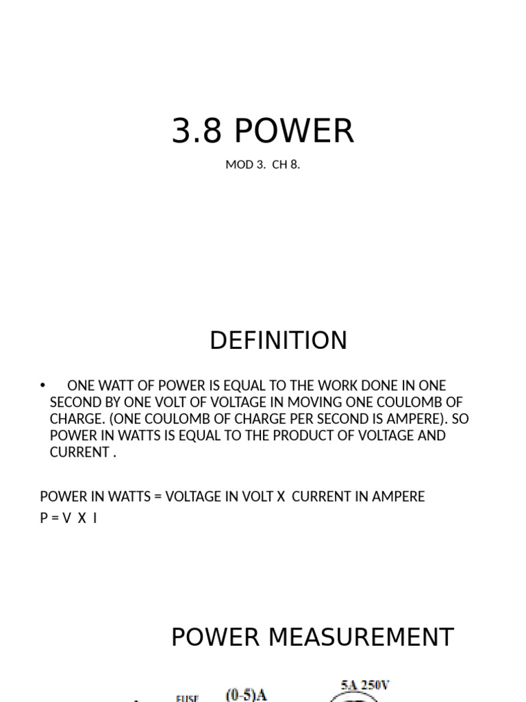 Chapter -8 POWER | PDF | Volt | Power (Physics)