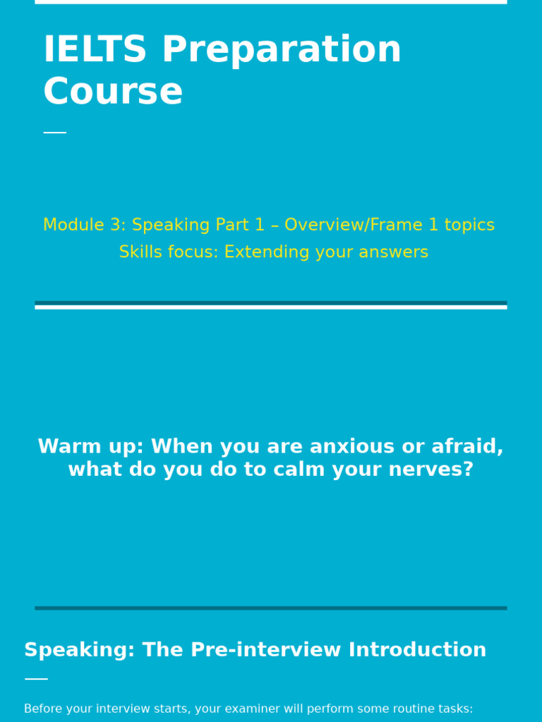 IELTS Speaking Part 1 Guide | PDF | International English Language ...