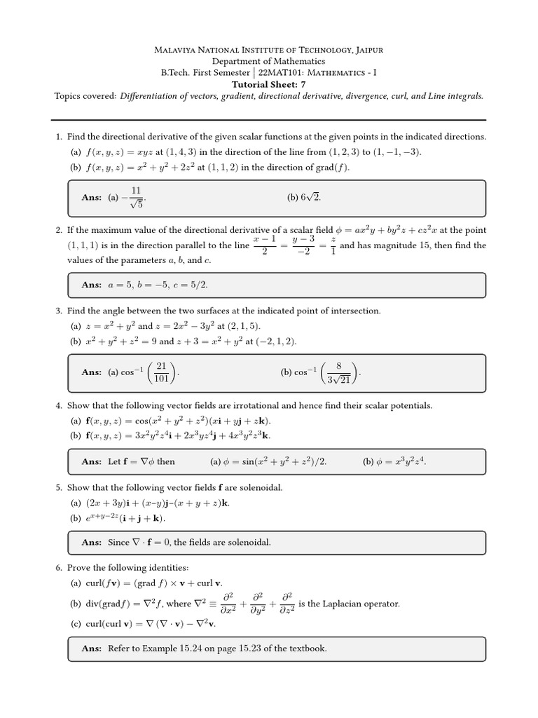 Mat101 2024 Tutorial Sheet 7 Answer Key Pdf Derivative Abstract