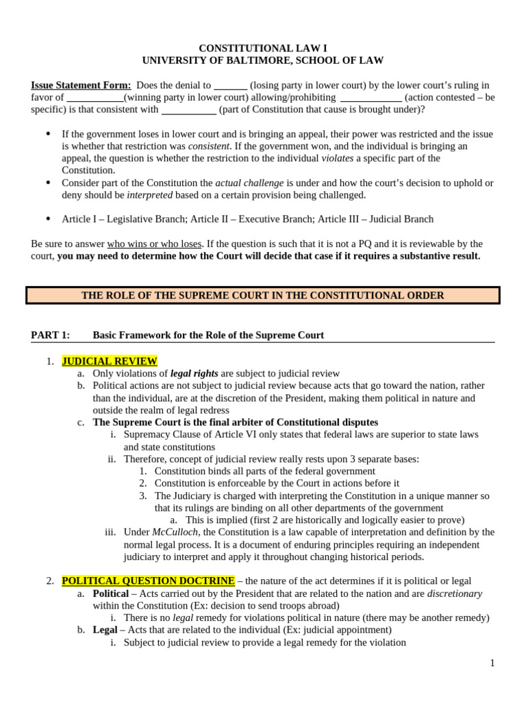 ConLaw I | PDF | Article Three Of The United States Constitution ...