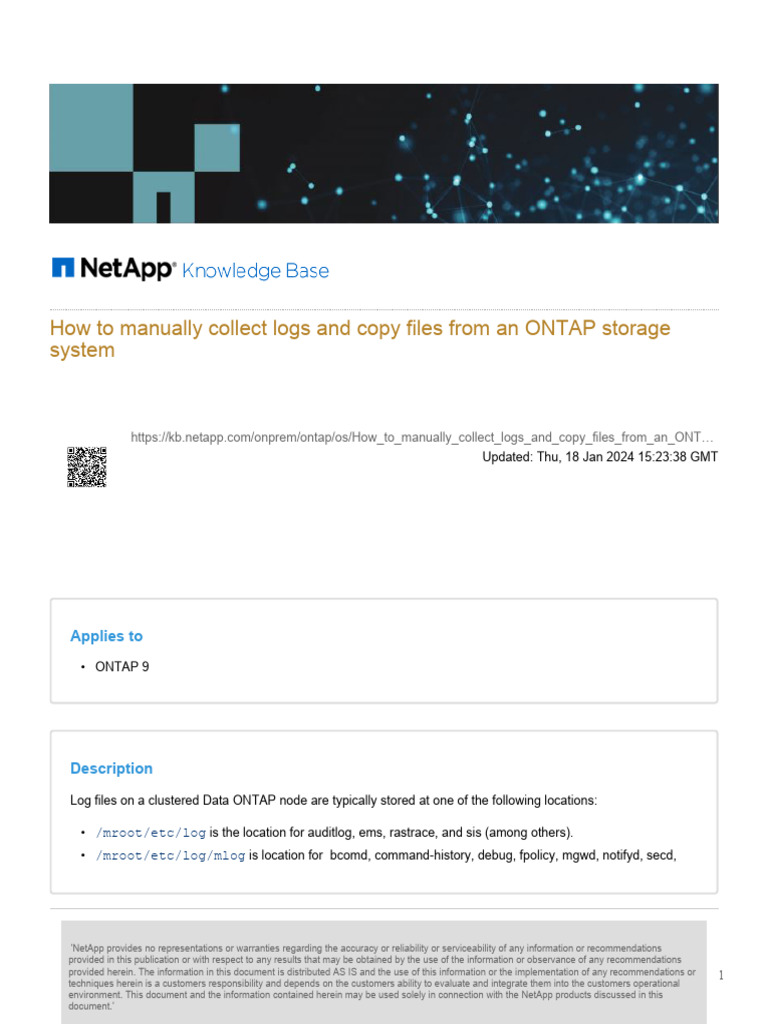 How To Manually Collect Logs and Copy Files From An ONTAP Storage ...