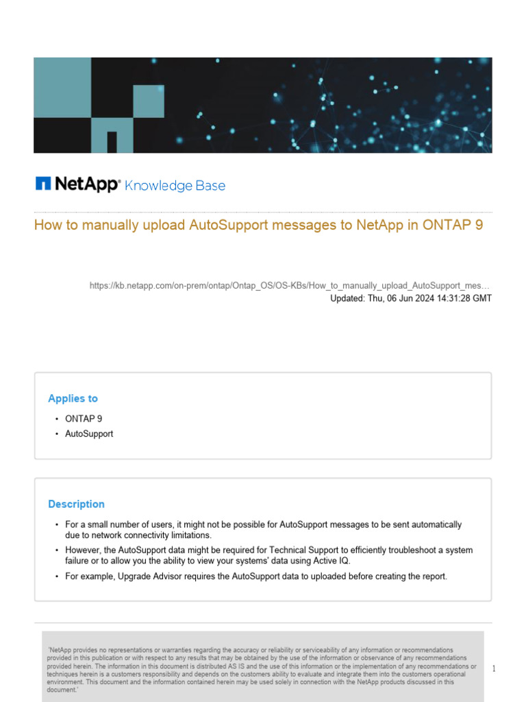 How To Manually Upload AutoSupport Messages To NetApp in ONTAP 9 | PDF ...
