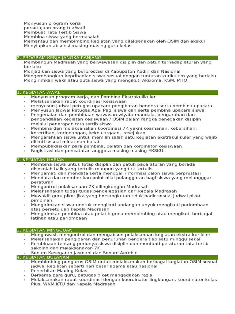 Menyusun Program Kerja Madrasah Atau Sekolah | PDF