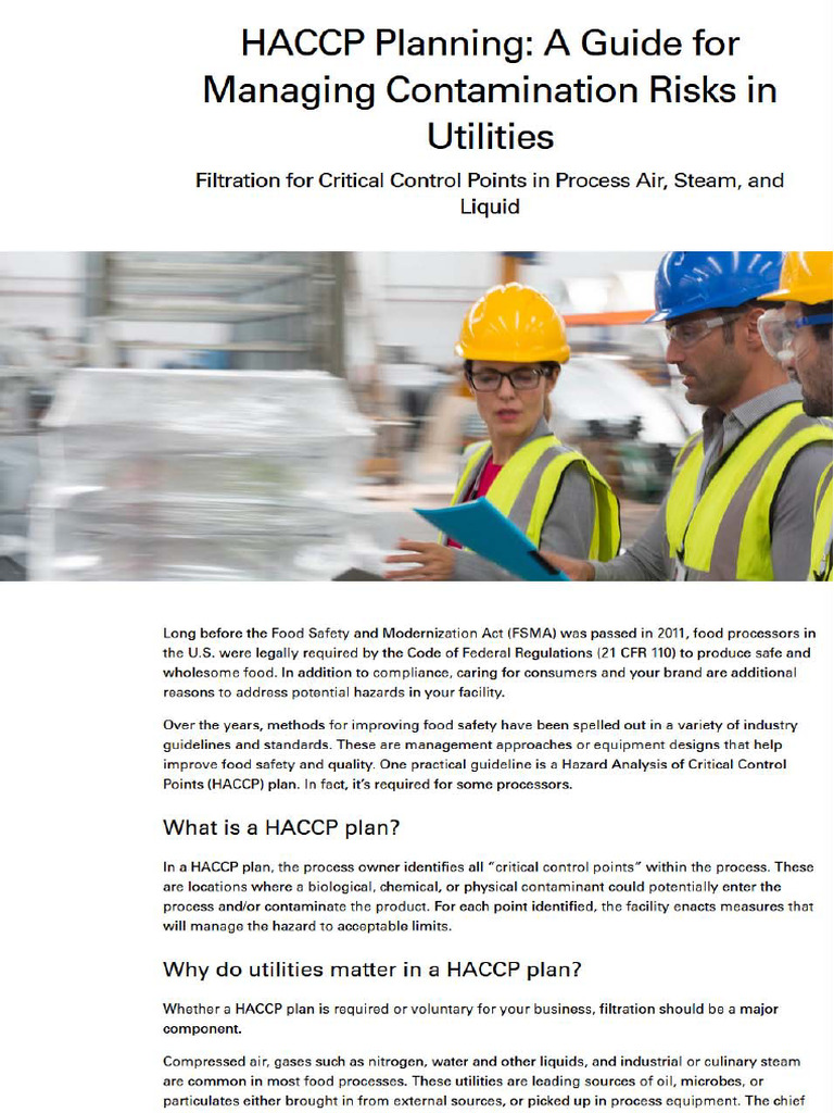 HACCP Guide For Managing Contamination in Utilities-Process Air, Steam ...