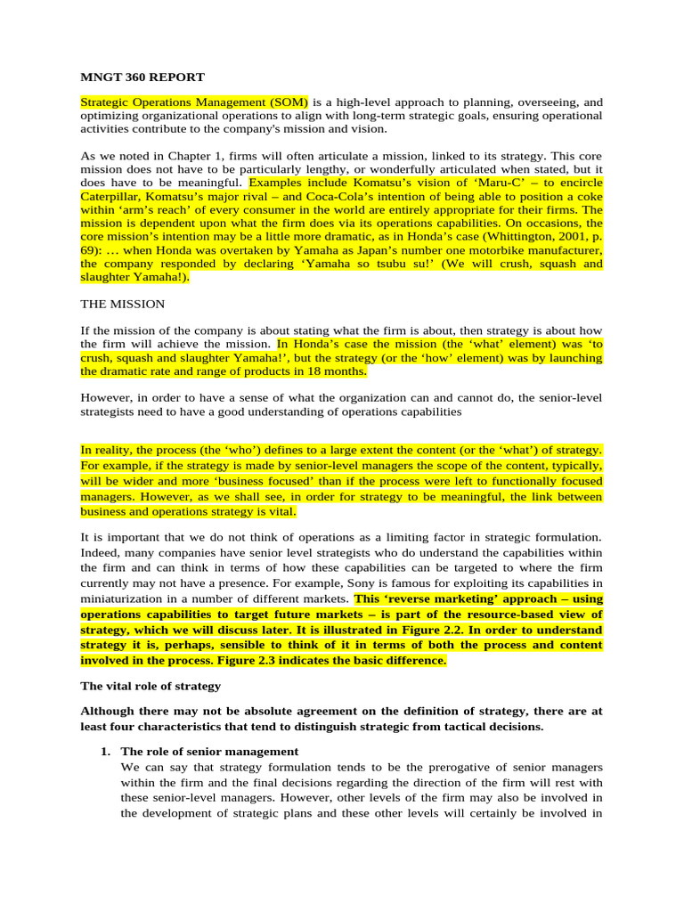 MNGT 360 Report | PDF | Competitive Advantage | Business