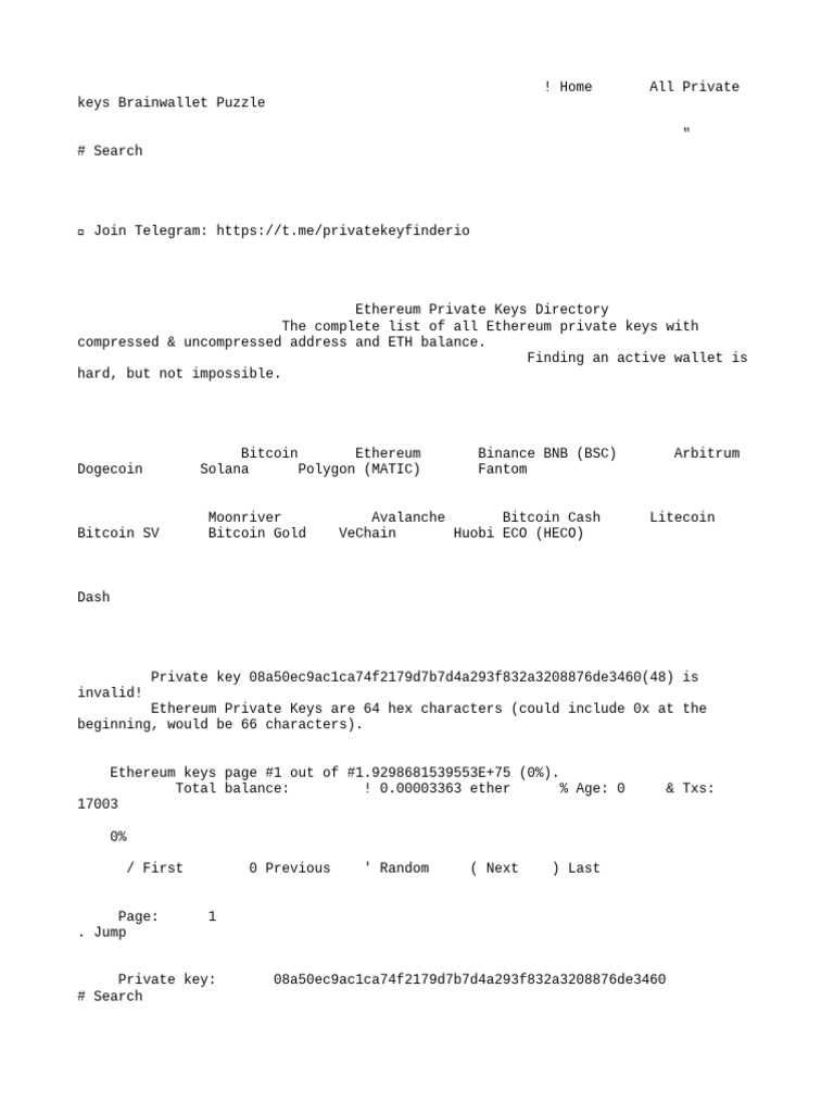 Ethereum Private Keys Directory Page 1 | PDF | Financial Technology ...