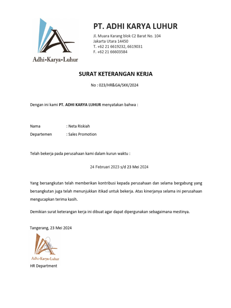 SURAT REFERENSI Neta | PDF