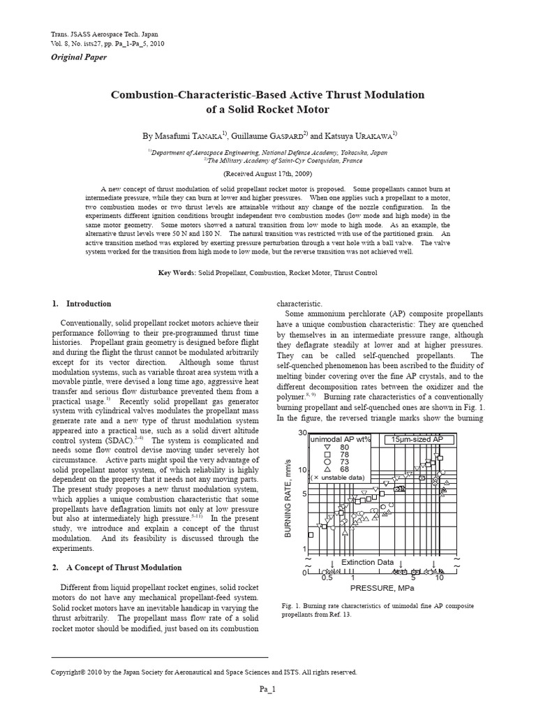 Combustion-Characteristic-Based Active Thrust Modulation of A Solid ...