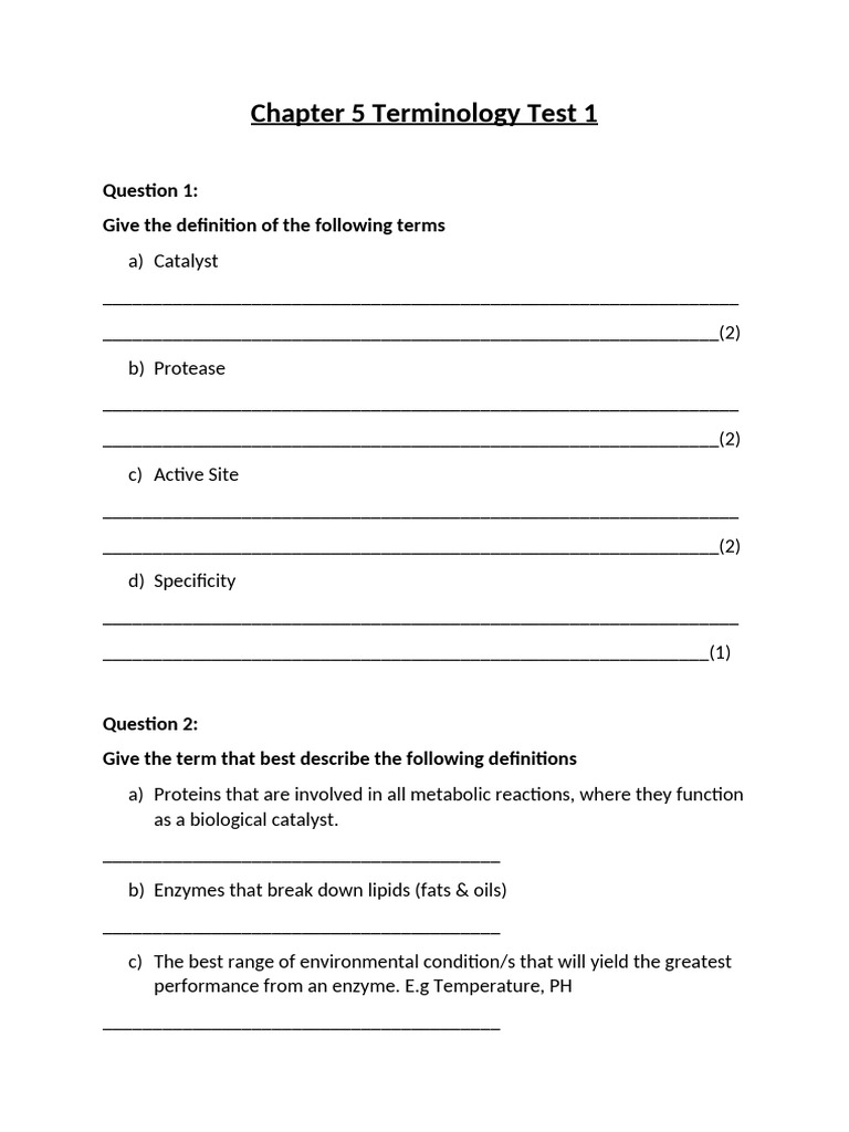 Chapter 5 Terminology Test 1 | PDF