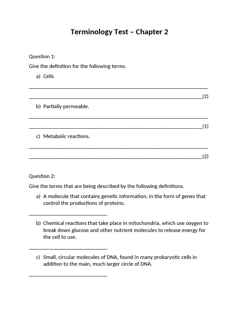 Chapter 2 Terminology Test 1 | PDF | Teaching Methods & Materials ...