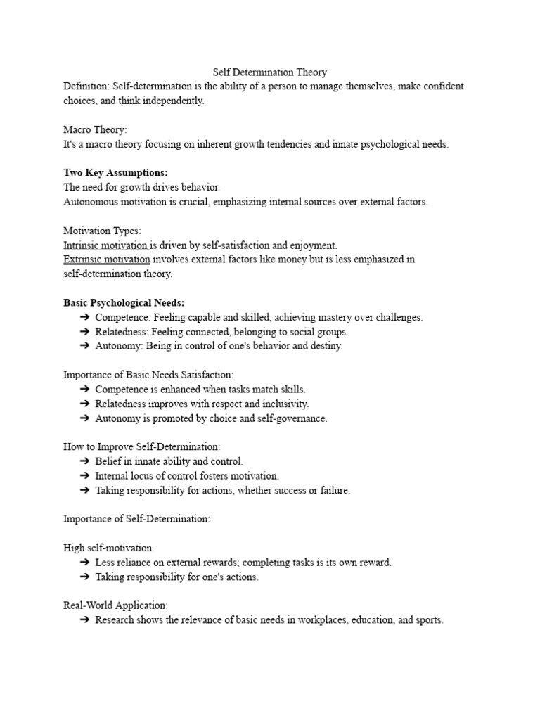 Self Determination Theory & Motivation | PDF | Motivation | Motivational