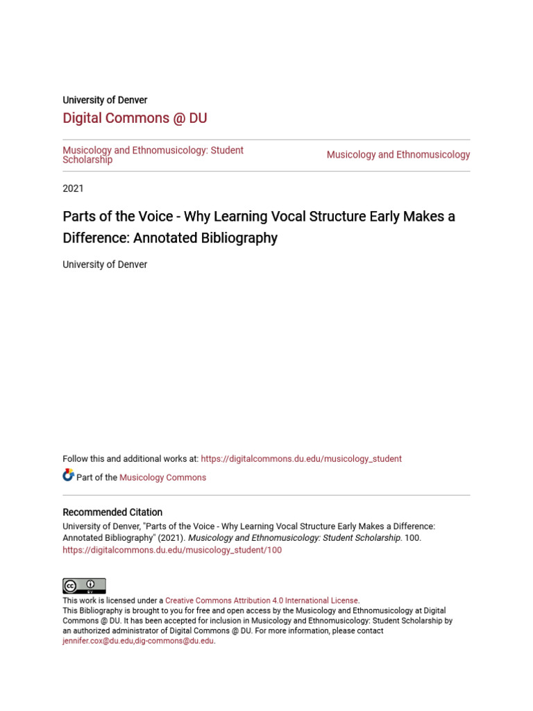Parts of The Voice - Why Learning Vocal Structure Early Makes A D | PDF ...
