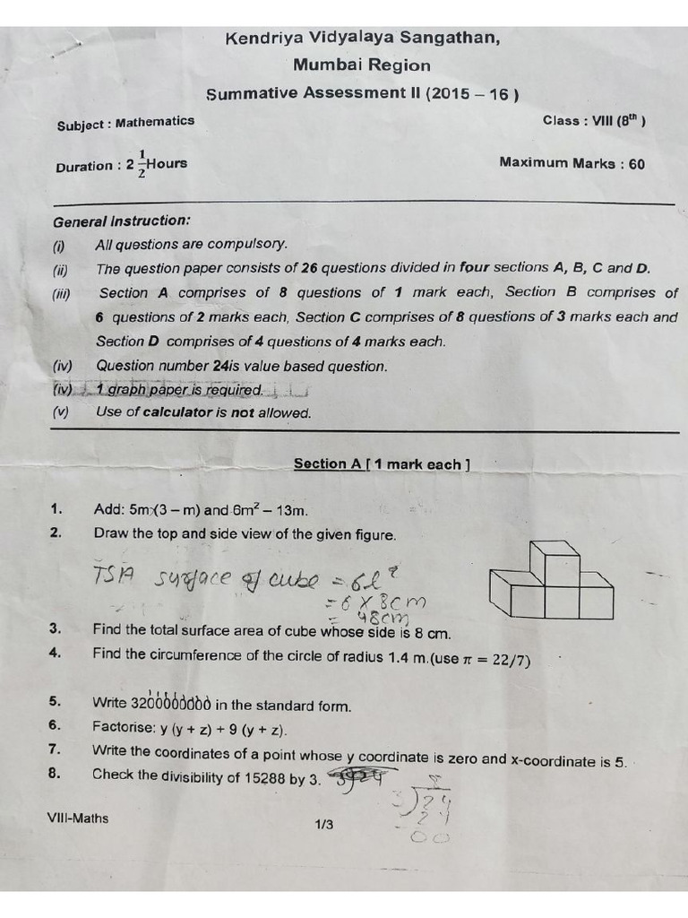 8TH Maths PP1 For 2023 | PDF