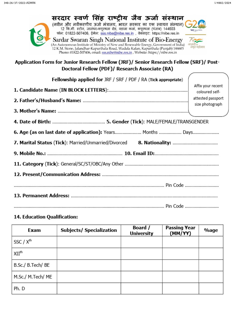 JRF ApplicationForm TermsandConditions | PDF