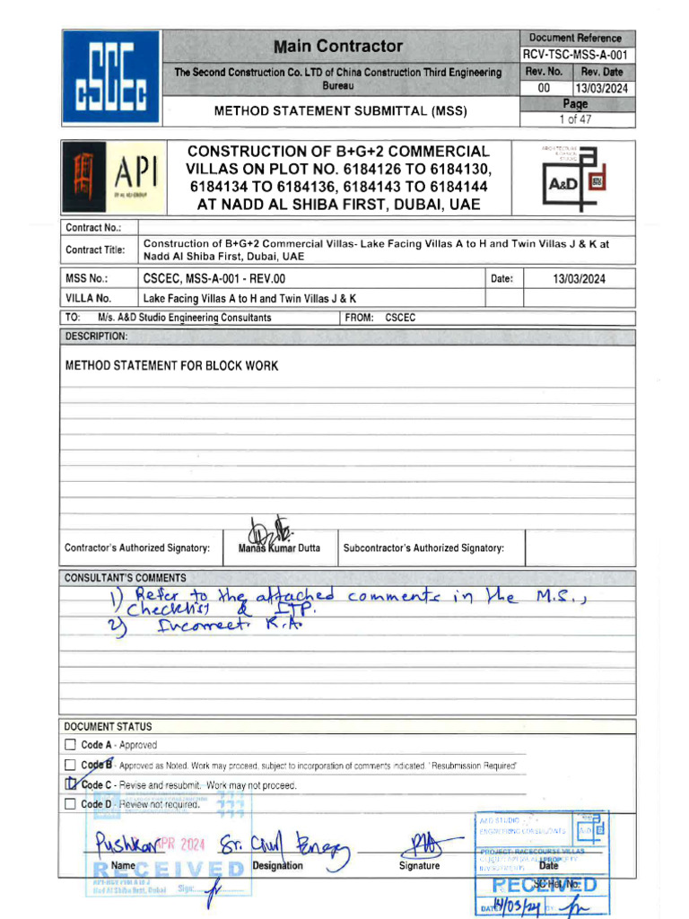 MSRA For Block work-A-001-R-01-05-05-2024 | PDF | Quality Assurance ...
