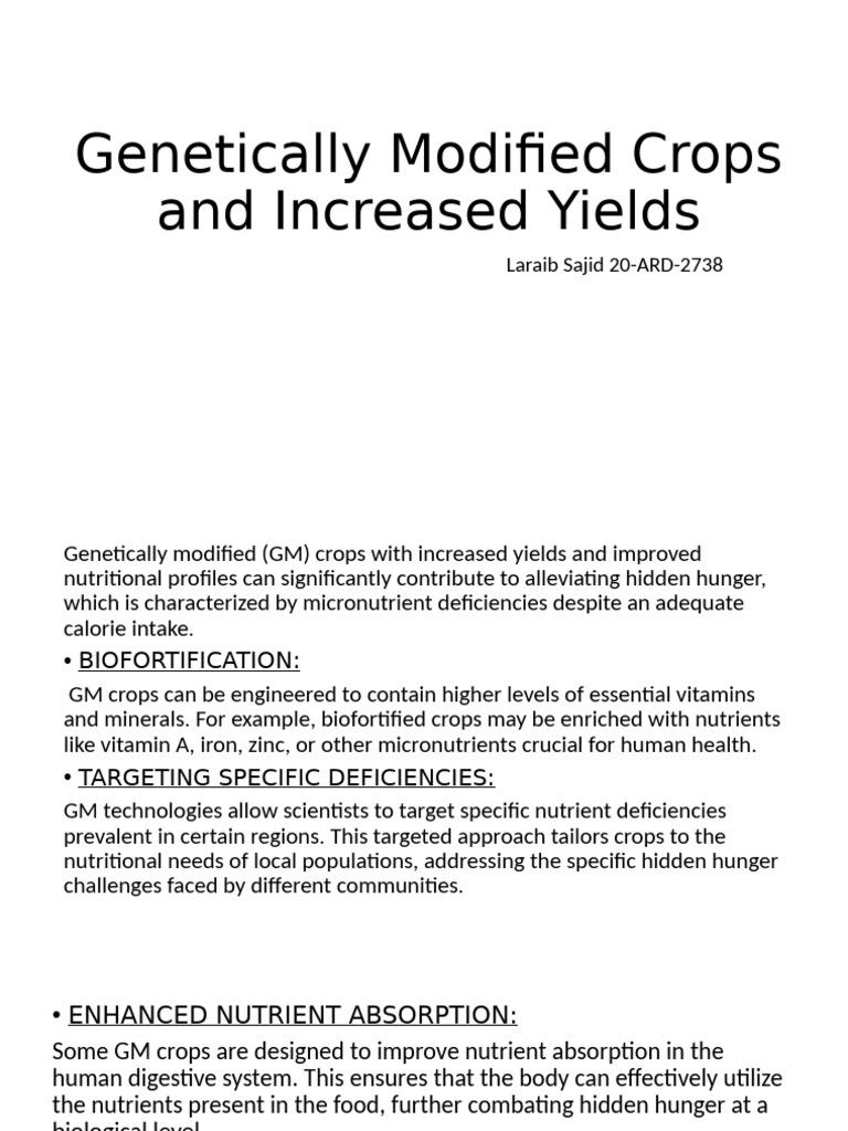 Genetically Modified Crops and Increased Yields | PDF | Wellness