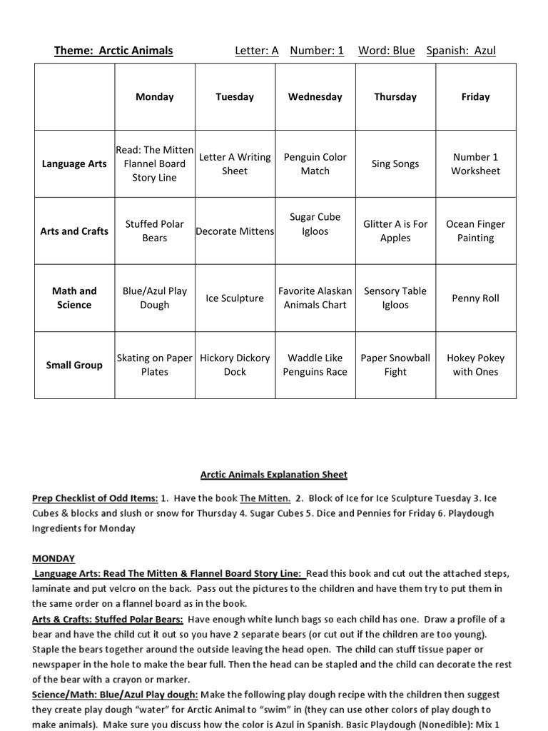 Arctic Animals Themed Lesson Plan | PDF