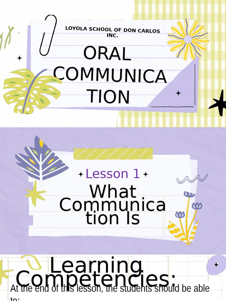 Oral Communication Lesson 1 | PDF | Communication | Nonverbal Communication