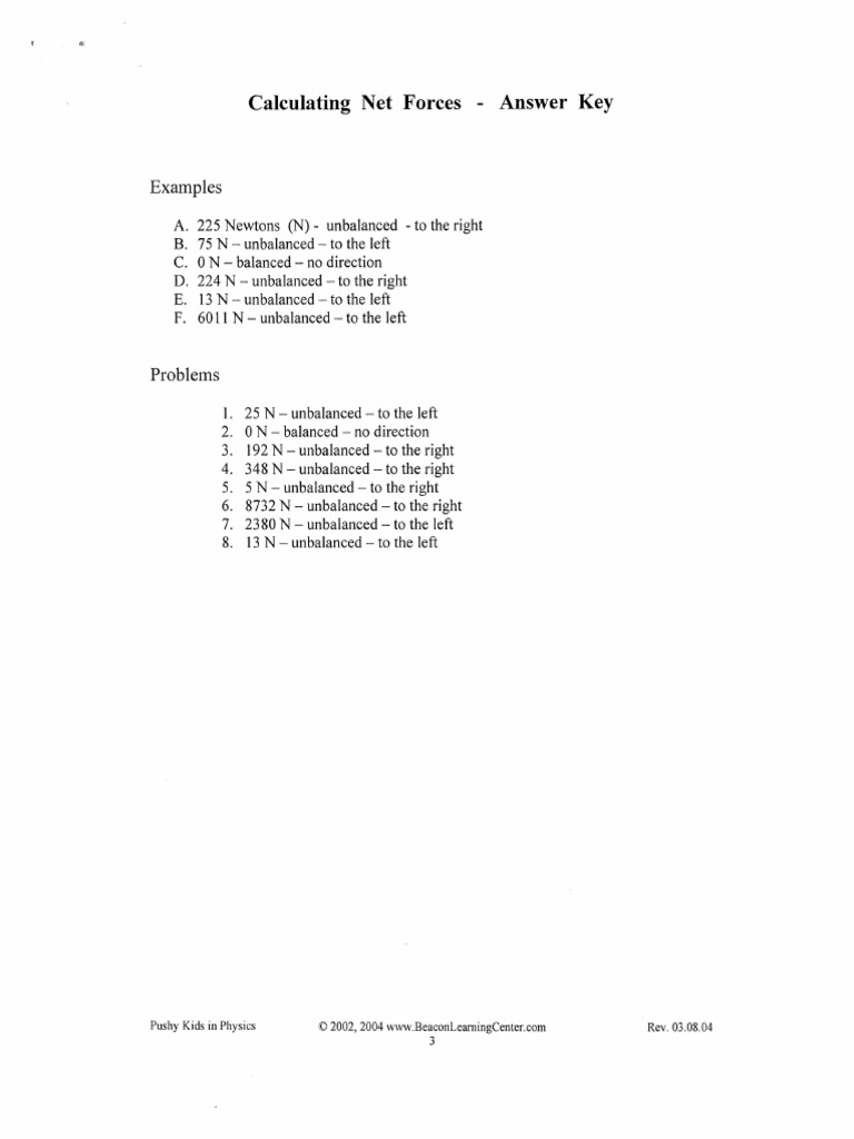Forces Packet#1 Answers | PDF