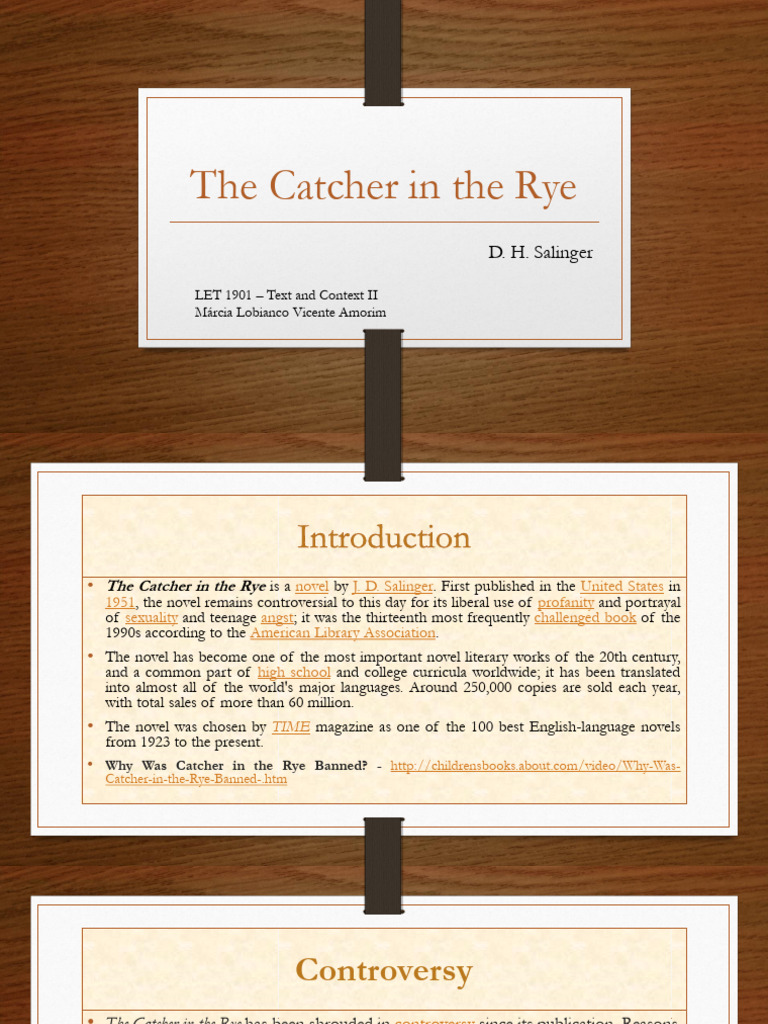 The Catcher in The Rye - Class 1 | PDF | Mystery, Thriller & Crime Fiction