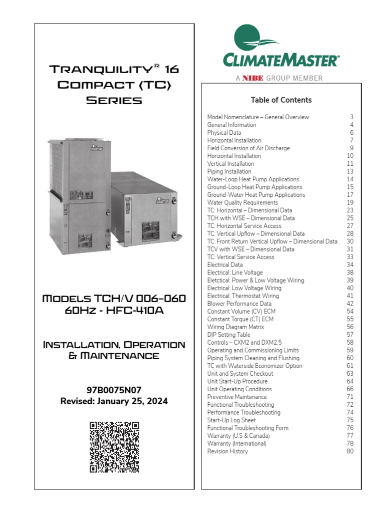 97b0075n07 Climatemaster Commercial Tranquility 16 Compact TC Series ...