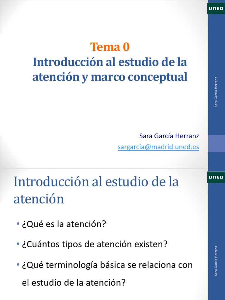 Tema 0. Introducción Estudio Atención | PDF | Atención | Ciencia cognitiva