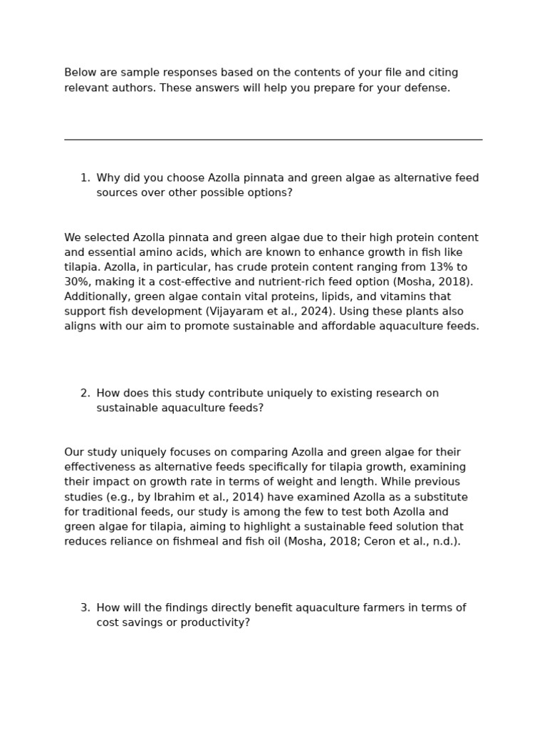 Possible Questions and Answer For Title Defense | PDF | Aquaculture | Water