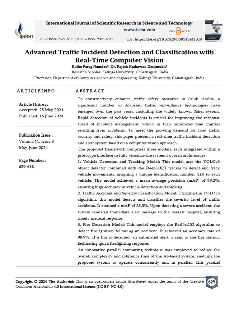 Advanced Traffic Incident Detection and Classification With | PDF ...