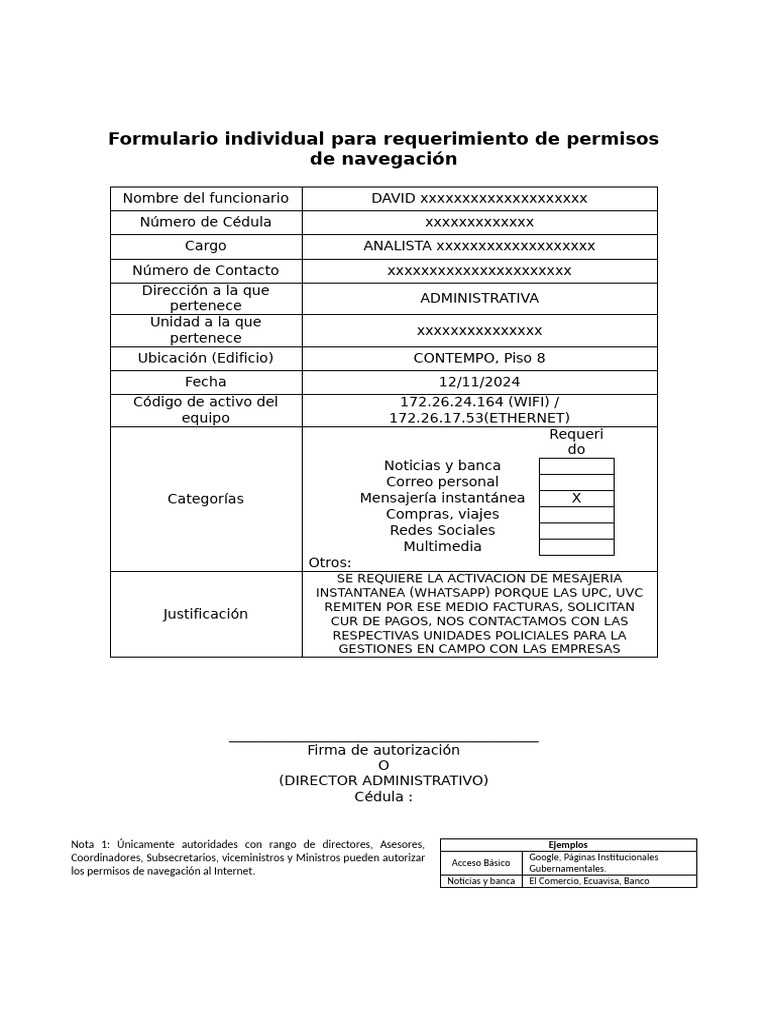 #2 Formulario navegación Whatsapp | PDF | Internet | Informática